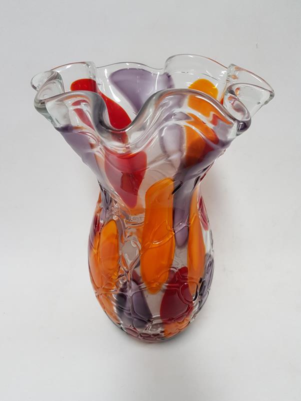 Retro Vase Multi Coloured Glass 30cm - Desflora