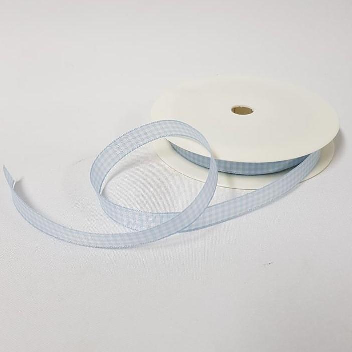 Gingham Check Ribbon 10mm Blue - Desflora