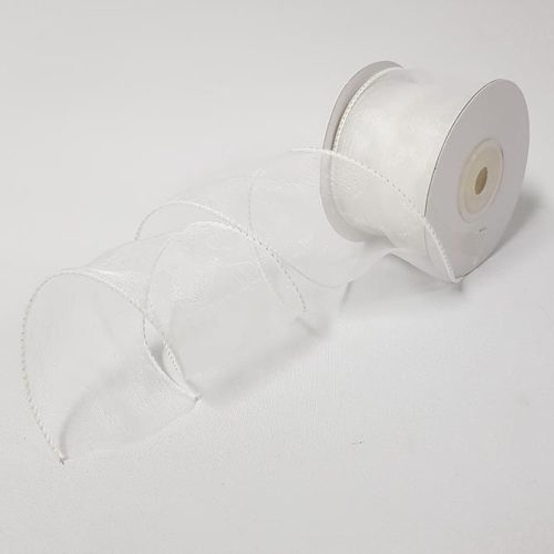 Organza Ribbon Wire Edge White 50mm - Desflora