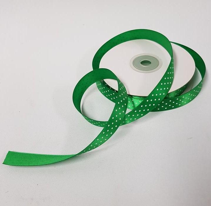 Satin ribbon Small Dots 15mm Emerald - Desflora