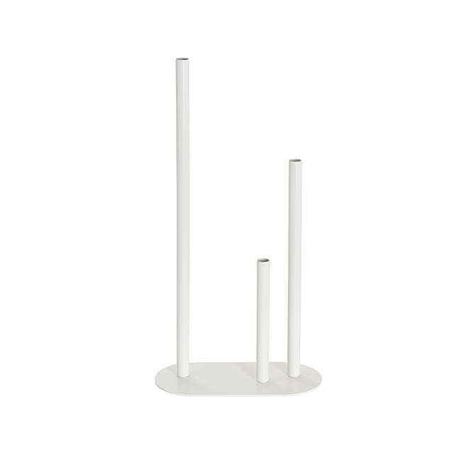 Three Tube Metal Bud Vase White - Desflora