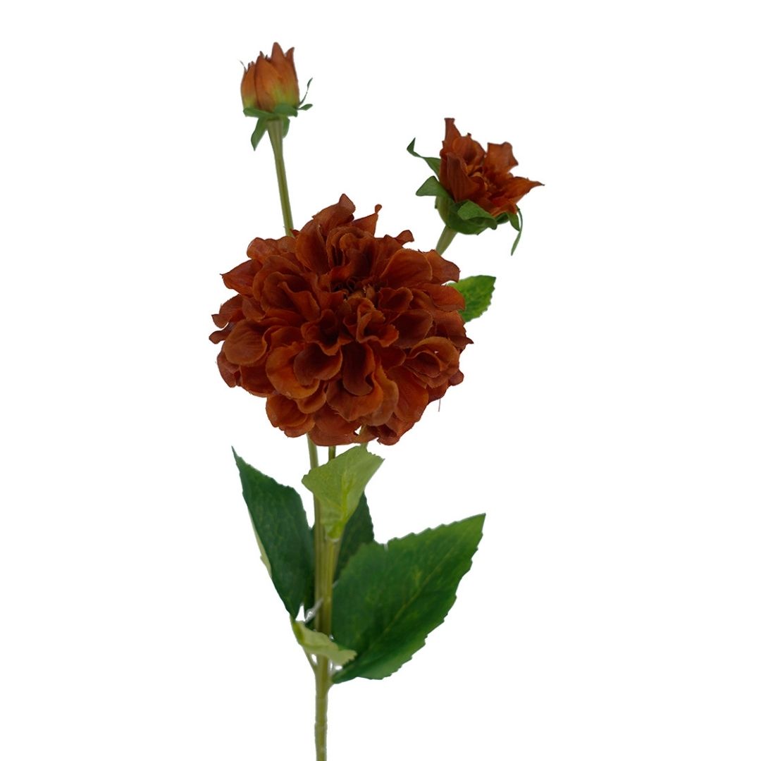 Artificial Dahlia 3H Rust 67cm - Desflora