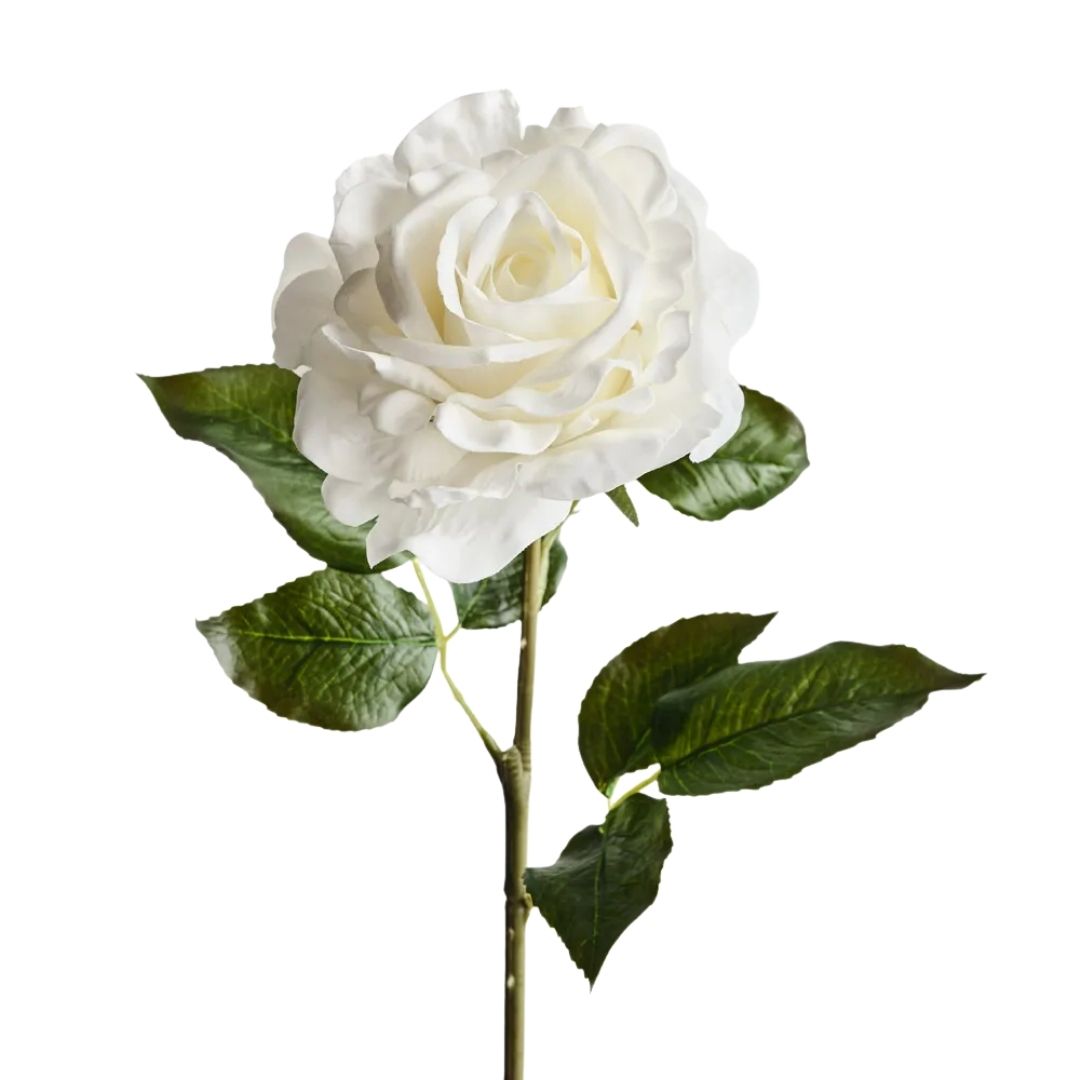 Real Touch Rose Bernadette White 75cm - Desflora